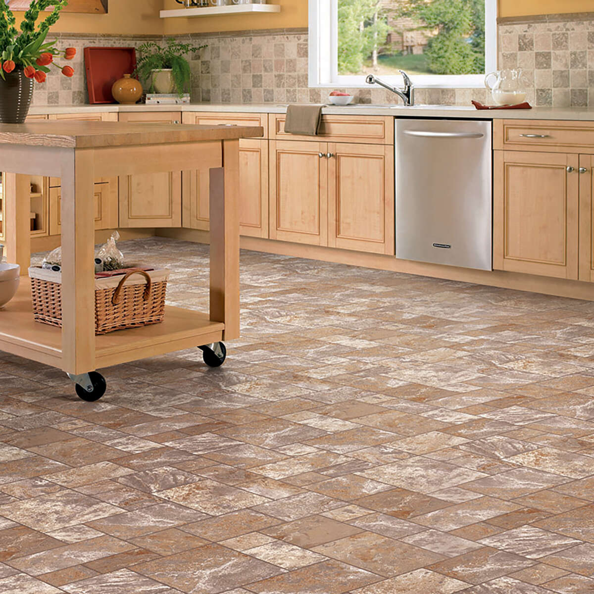 Congoleum ArmorCore Pro Terrace Paver Pale Smoke Stone-Look Low-Gloss ...