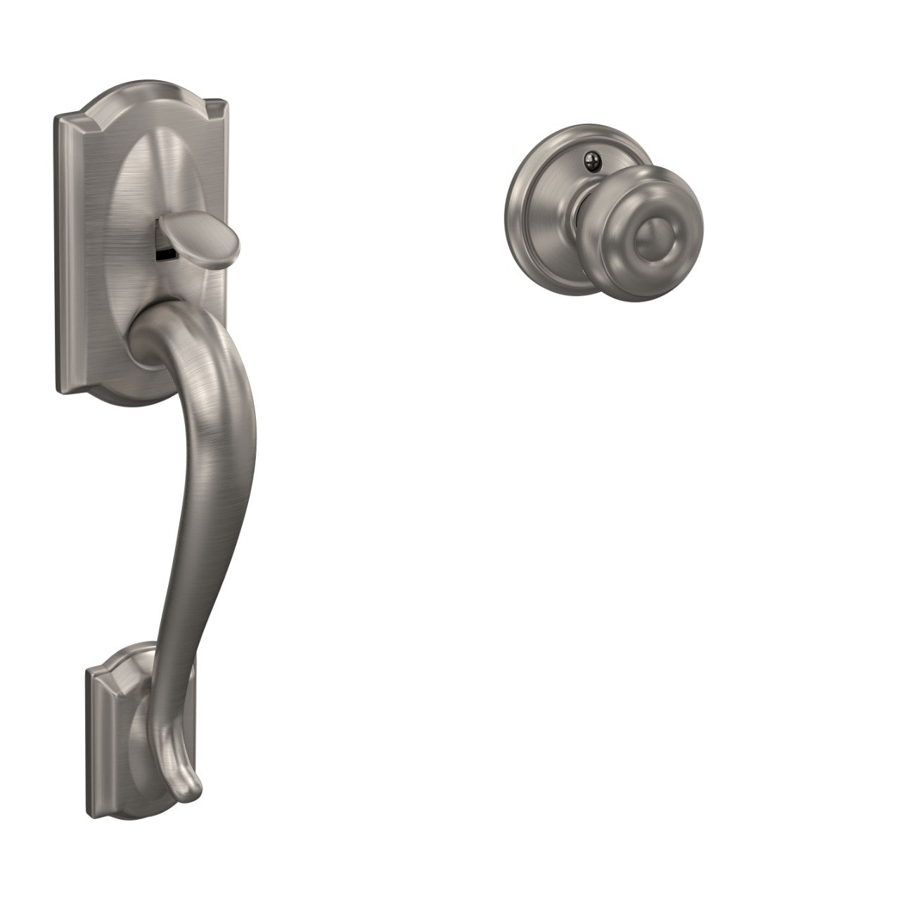 Schlage Camelot Aged Bronze Front Entry Handleset with Georgian Knob ...