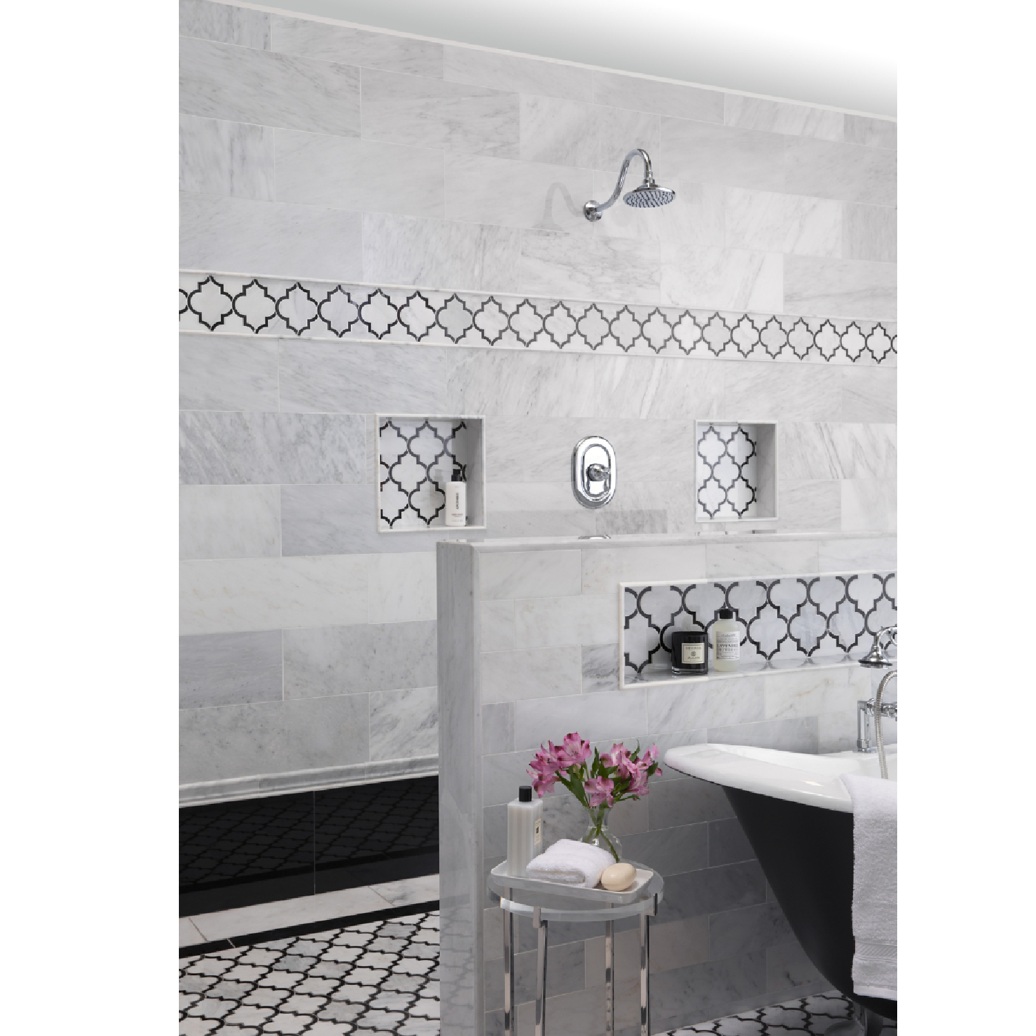 Hampton Carrara Polished Marble Subway Wall and Floor Tile - 4 x 12 in ...