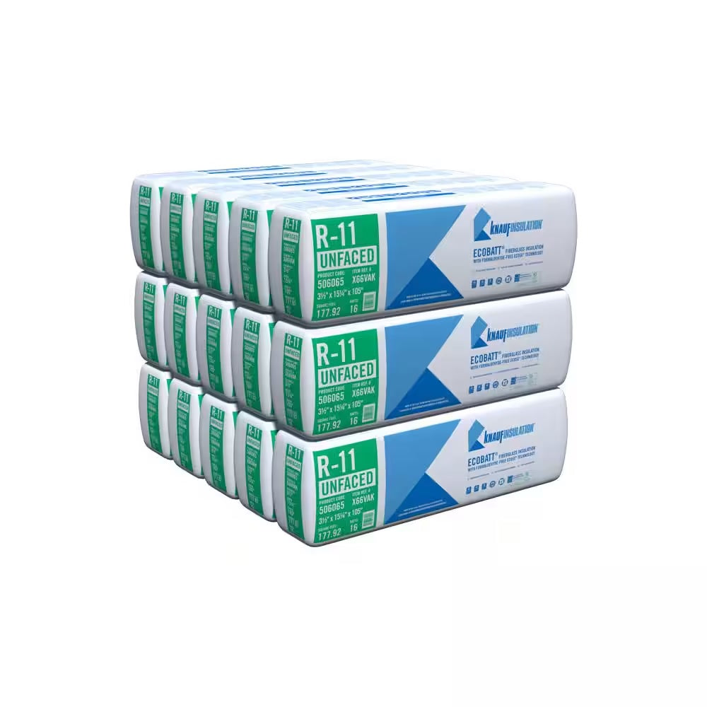 Knauf Insulation Ecobatt R-11 Unfaced Fiberglass Insulation Batts 3.5 ...