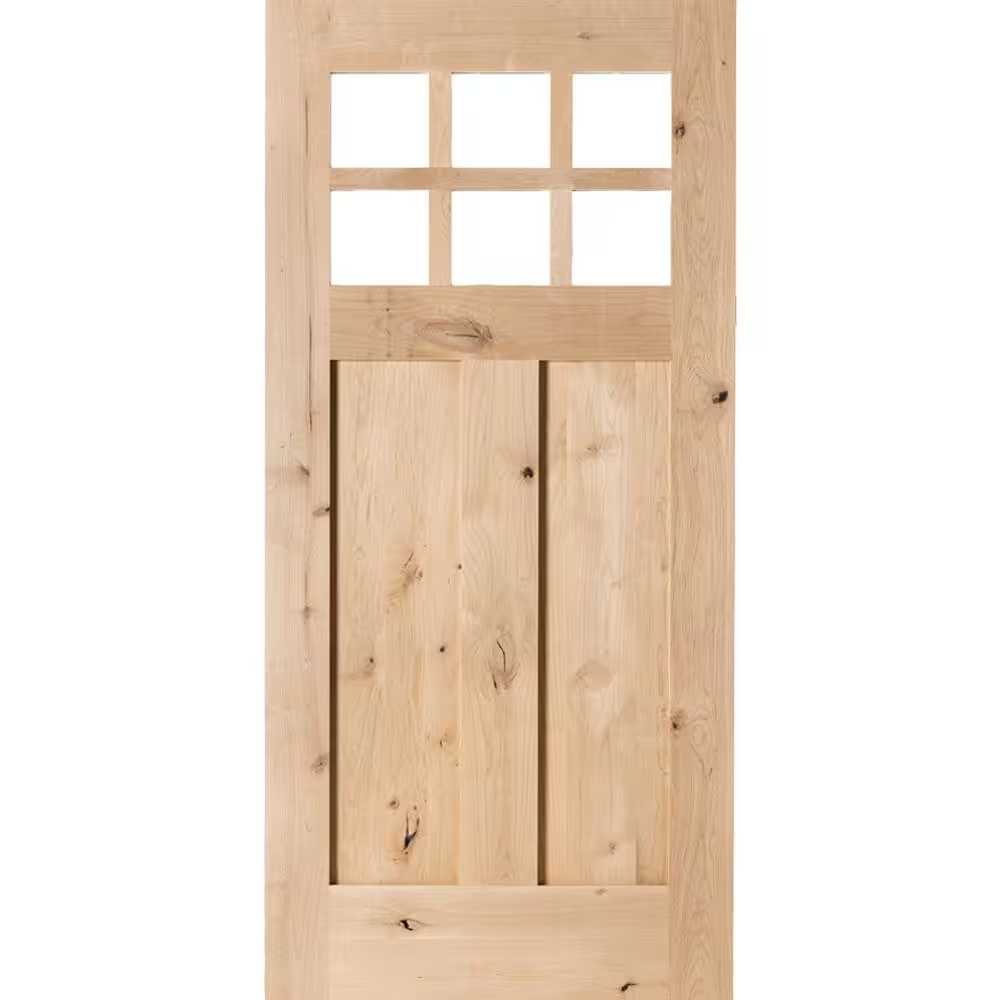 Krosswood Doors 32 in. x 80 in. Craftsman Knotty Alder Universal/Rever ...