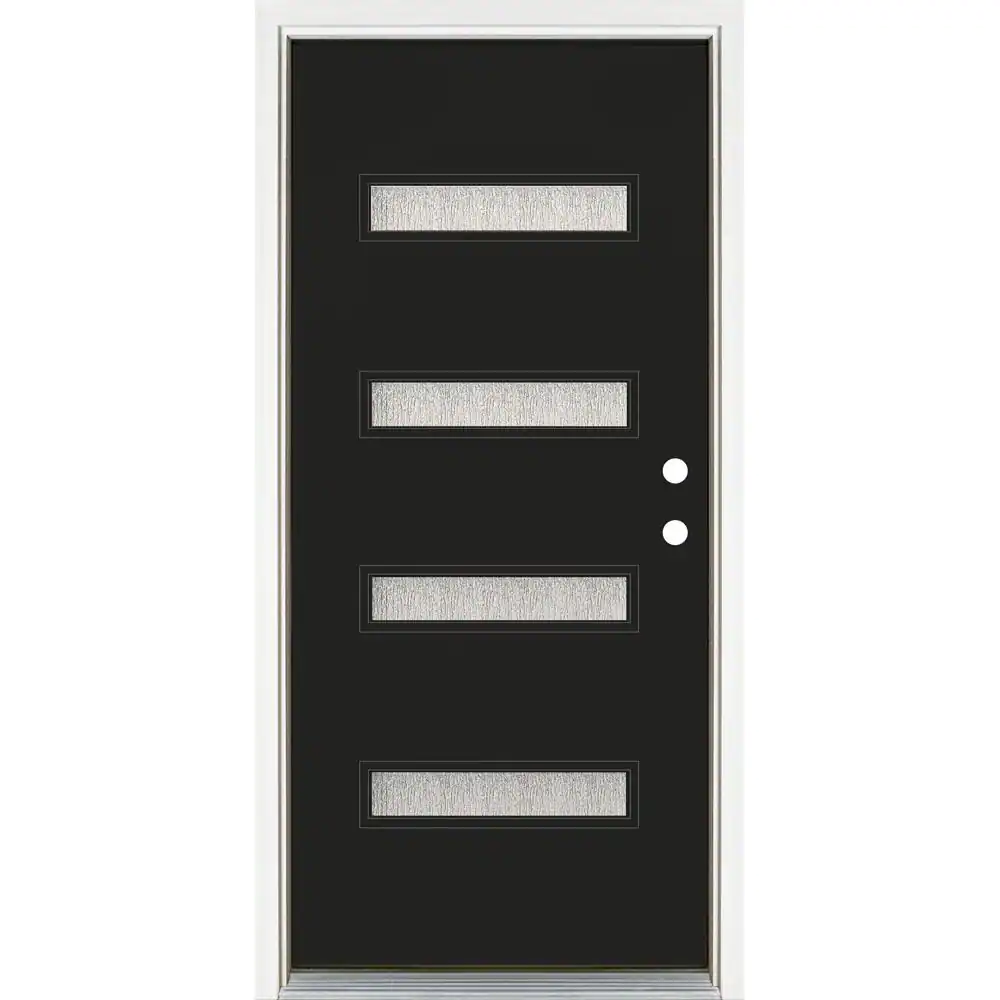 MP Doors 36 in. x 80 in. Left-Hand Inswing 4 Lite Water Wave Glass Bla ...