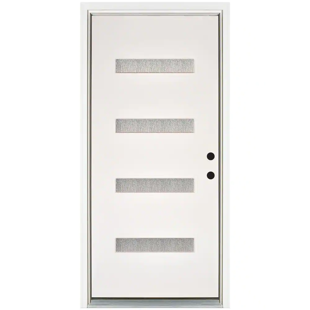 MP Doors 36 in. x 80 in. Water Wave Smooth White Left-Hand Inswing 4 L ...