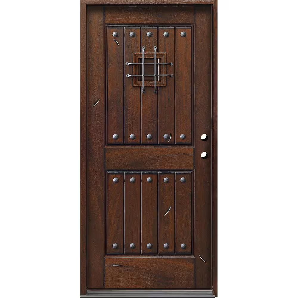 Main Door Rustic Mahogany Type 36 in. x 80 in. 2-Panel Left-Hand/Inswi ...
