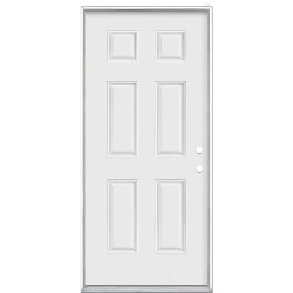 Masonite 36 in. x 80 in. 6-Panel Left Hand Inswing Primed White Smooth ...
