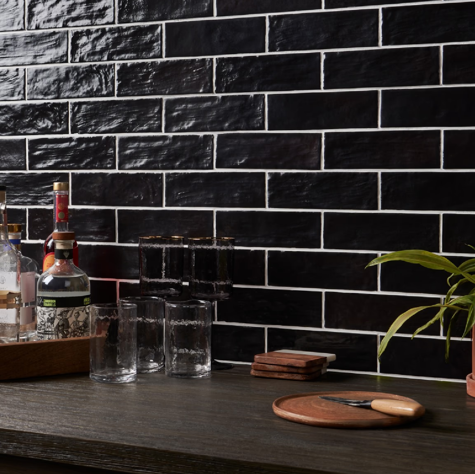 Montauk Jet Black 4x4 Mixed Finish Ceramic Tile – Super Arbor