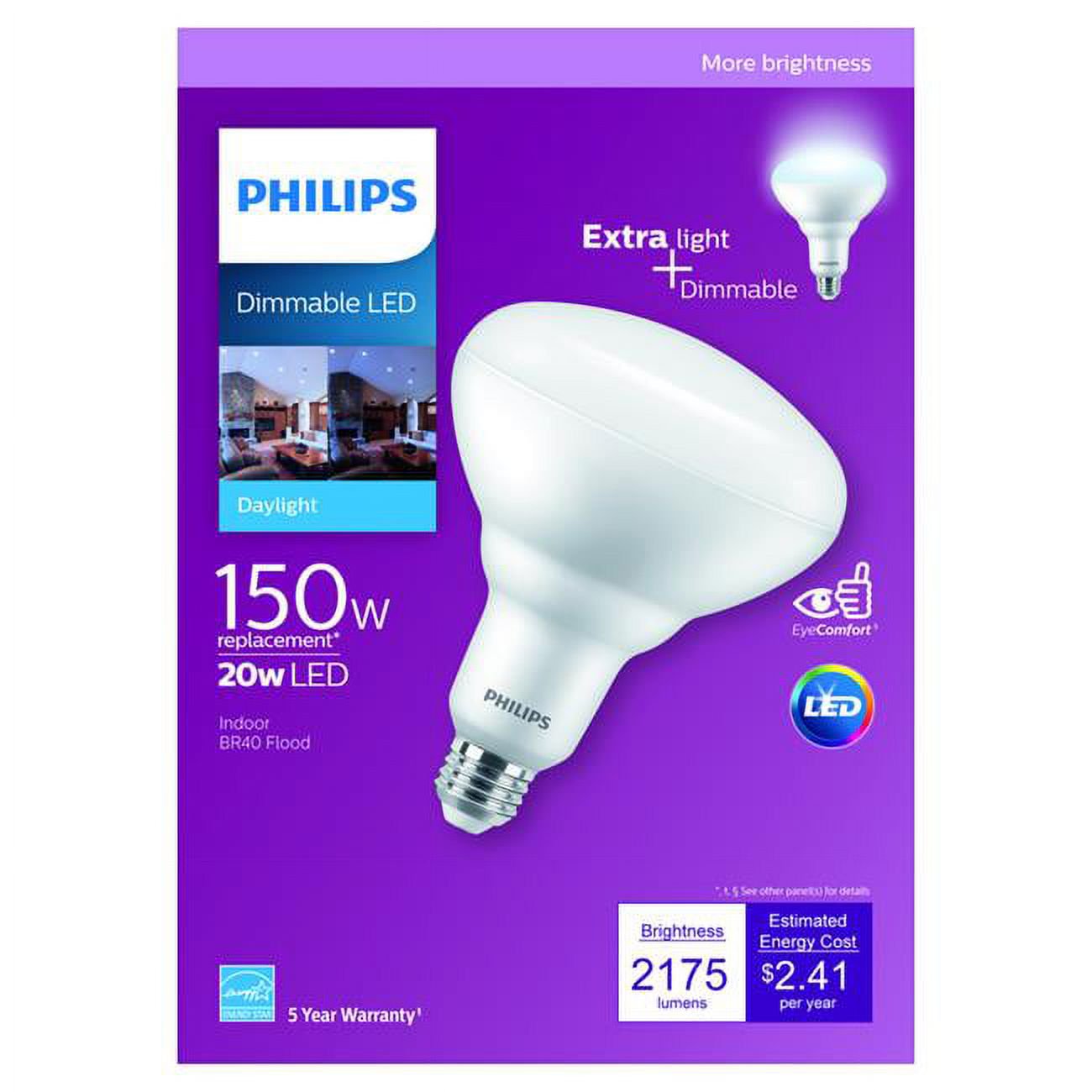Philips 150-Watt Equivalent BR40 Dimmable LED Energy Saving Light Bulb ...