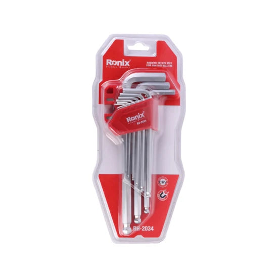 Ronix Model Rh-2034 9PCS Hand Tools Long Arm with Ball End Magnetic He ...