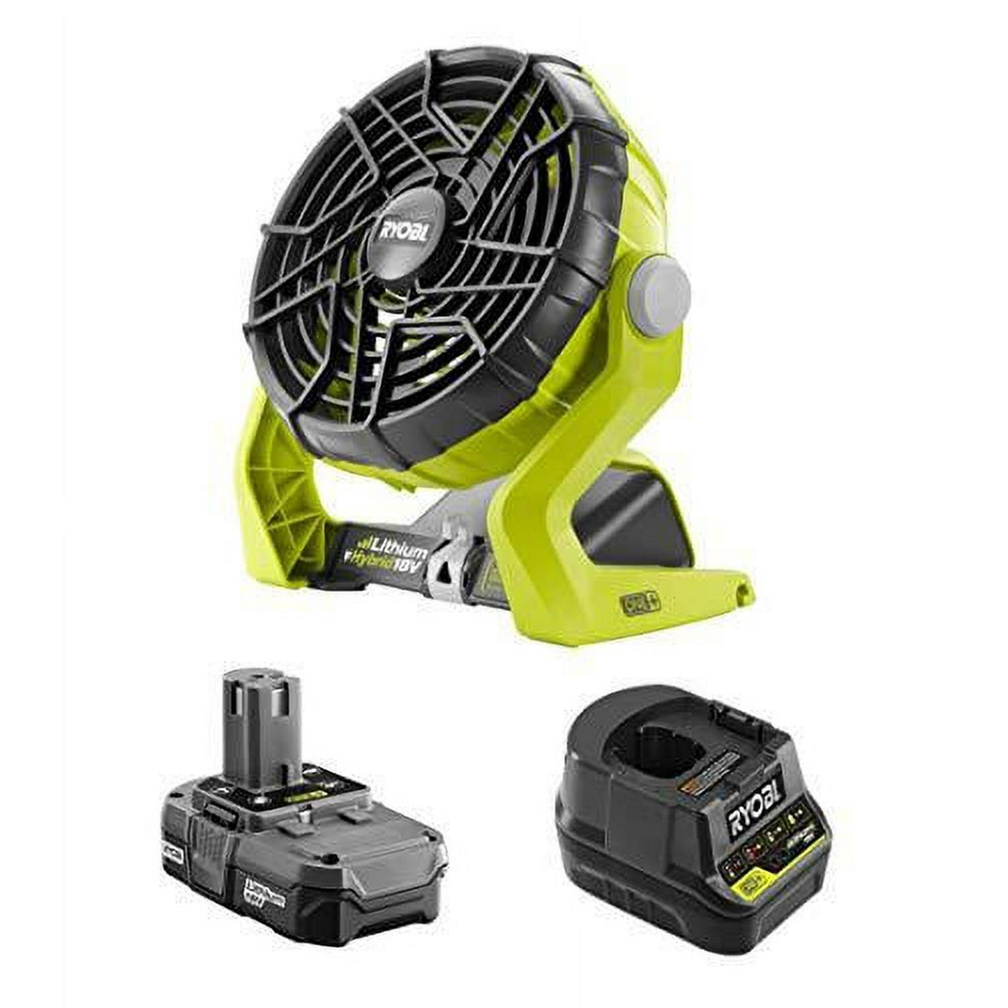 RIDGID 18-Volt Cordless Hybrid Fan with 1.5 Ah Lithium-Ion Battery ...