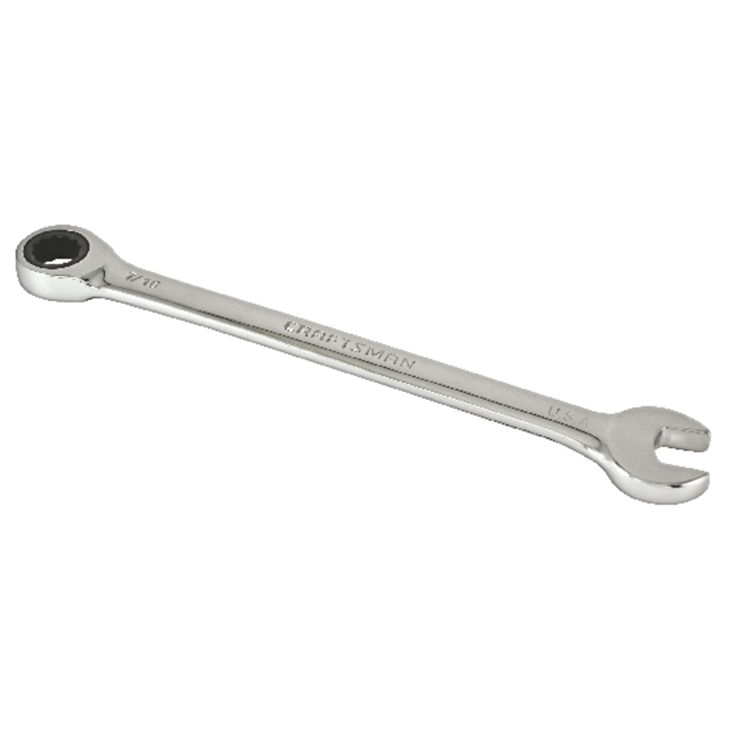 Craftsman 7/16 in. 12 Point SAE Ratcheting Wrench, 7.4 in. L – Super Arbor
