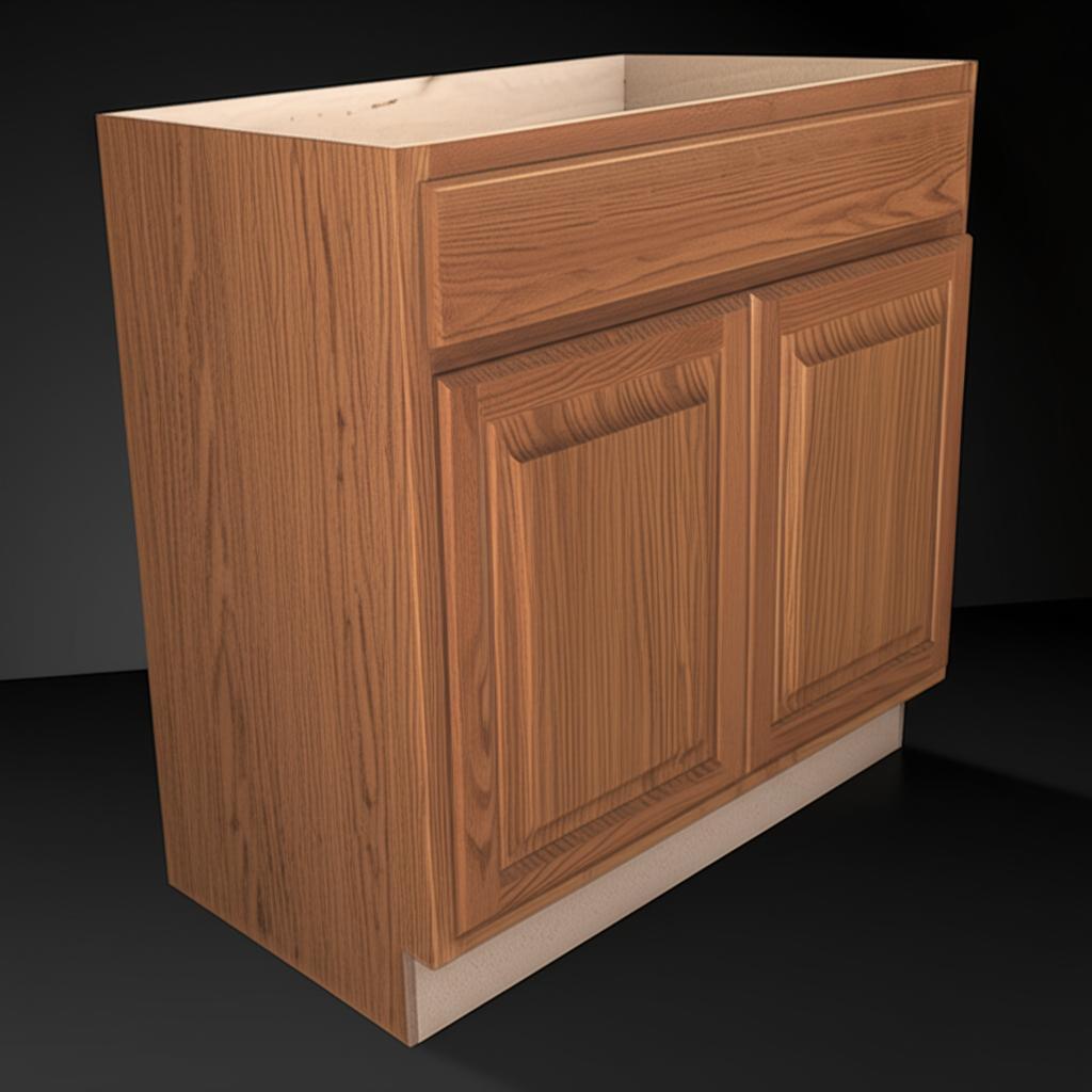 Hampton Bay 36-Inch Medium Oak Base Kitchen Cabinet with Drawer Glides ...
