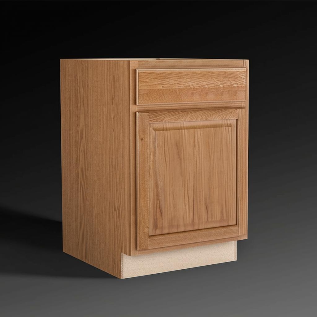Hampton Bay 24" Medium Oak Base Kitchen Cabinet with Drawer Glides ...