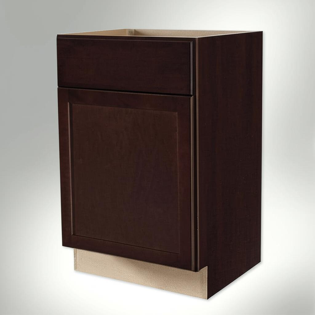 Hampton Bay Shaker 24 in. Assembled Base Kitchen Cabinet in Java ...