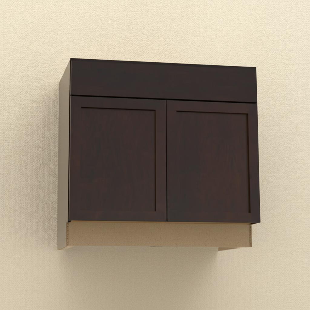 Hampton Bay Shaker 36 in. Assembled Sink Base Kitchen Cabinet in Java ...