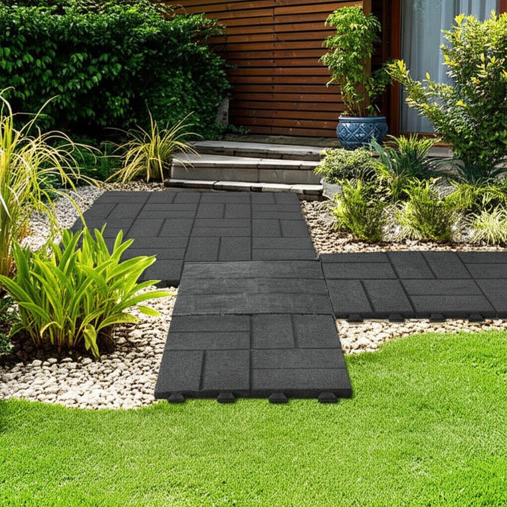 Vigoro 16 in. x 16 in. x 5/8 in. Gray SmartLoc Recycled Rubber Paver ...