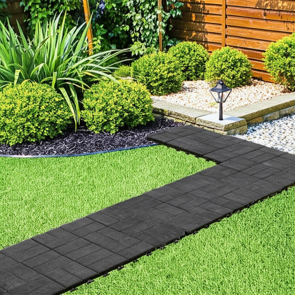 Vigoro 16 in. x 16 in. x 5/8 in. Black SmartLoc Recycled Rubber Paver ...