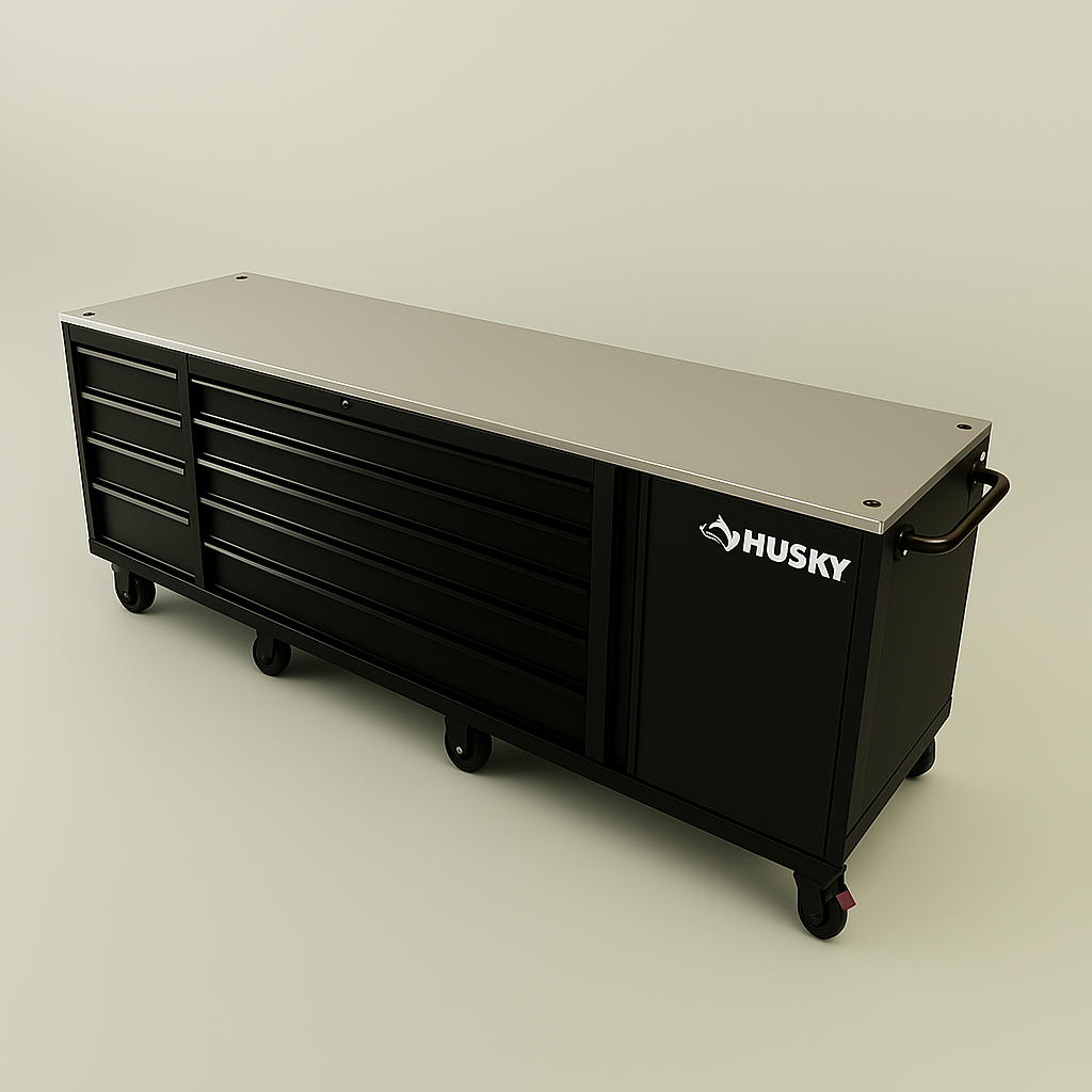 Husky 108 in. Heavy-Duty Mobile Workbench with Stainless Steel Top ...