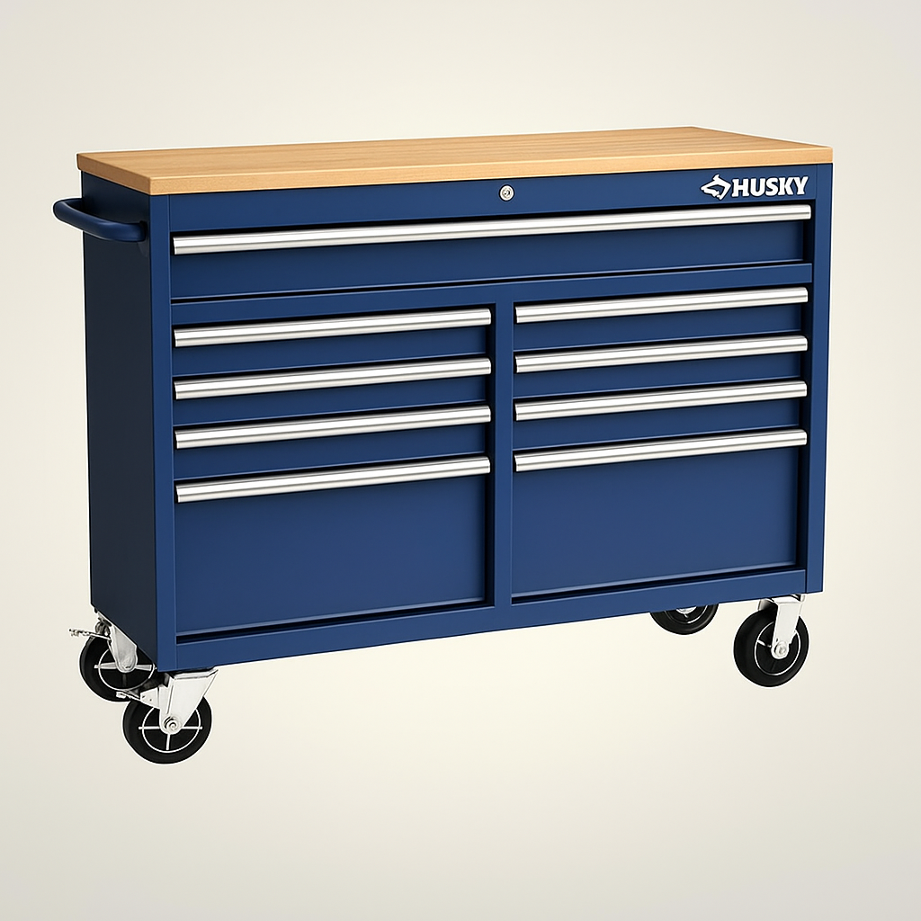 Husky 46-inch Gloss Blue Mobile Workbench Cabinet – Super Arbor