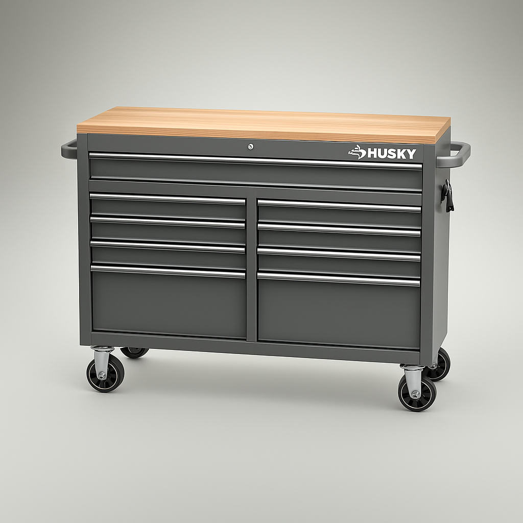 Husky 46 in. Gloss Gray Mobile Workbench Cabinet – Super Arbor