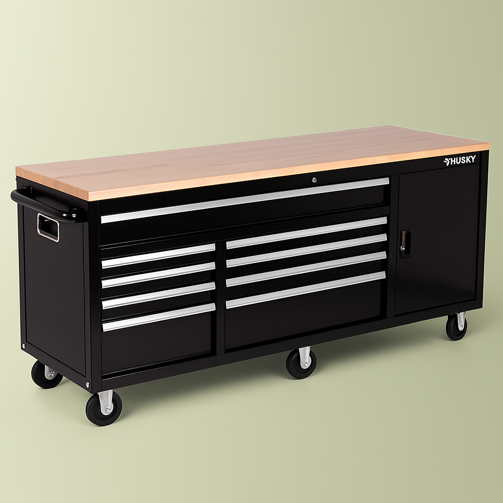 Husky 84" Mobile Workbench with Wood Top - Gloss Black – Super Arbor