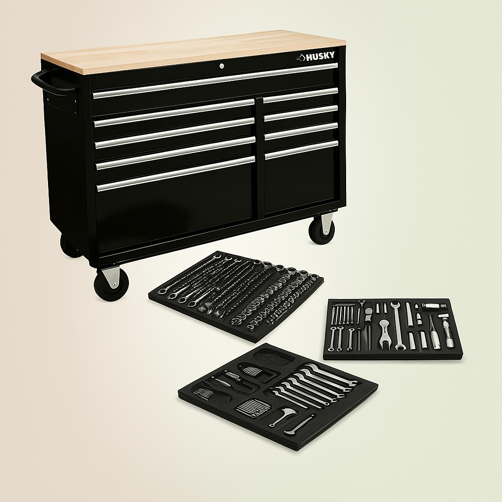 Husky 52-Inch Mobile Workbench with 290-Piece Tool Set – Super Arbor