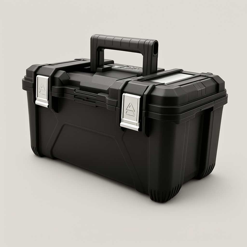 Husky 22-inch Black Plastic Portable Tool Box with Metal Latches ...