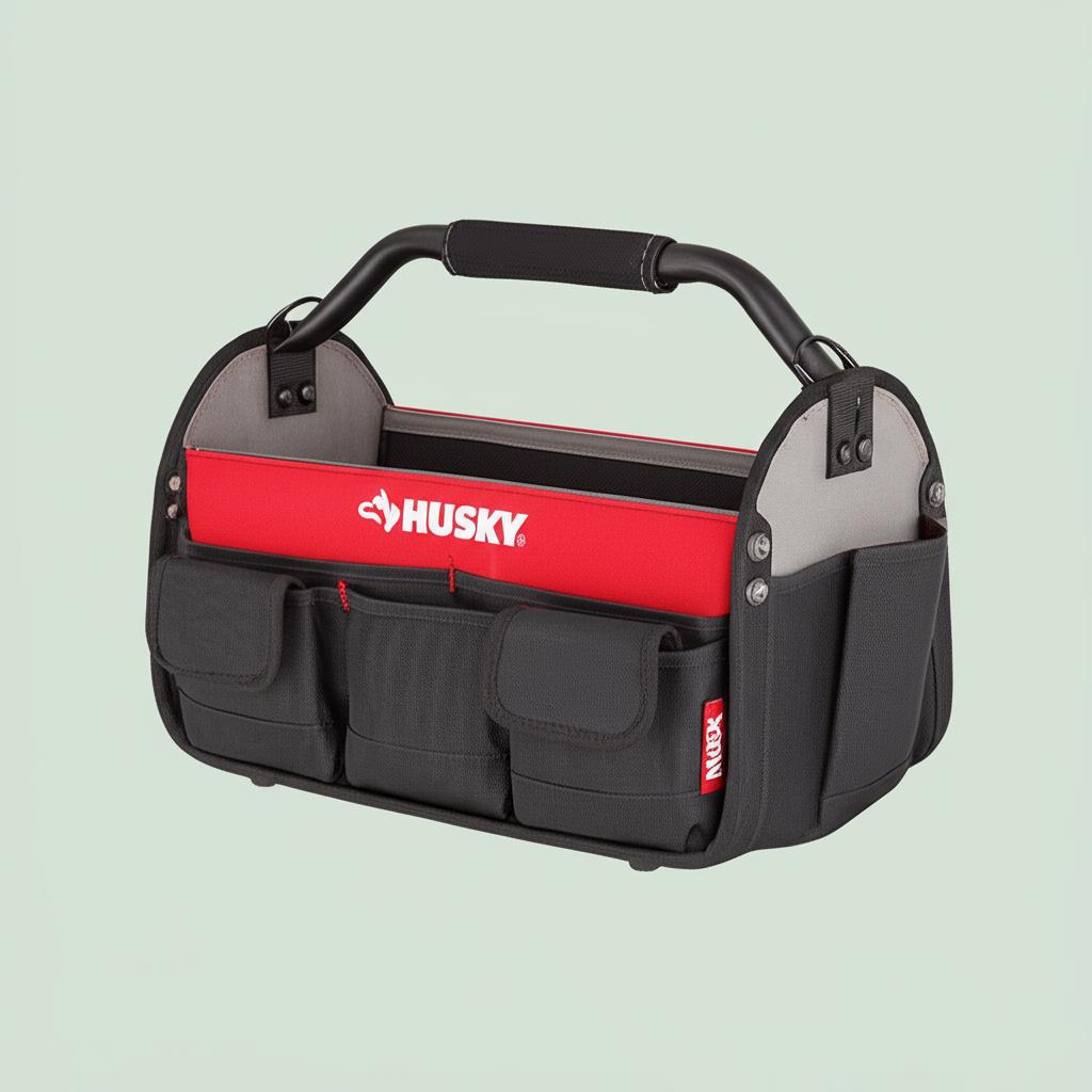 Husky 17 in. Open Top Tool Tote Bag with 18 Pockets – Super Arbor