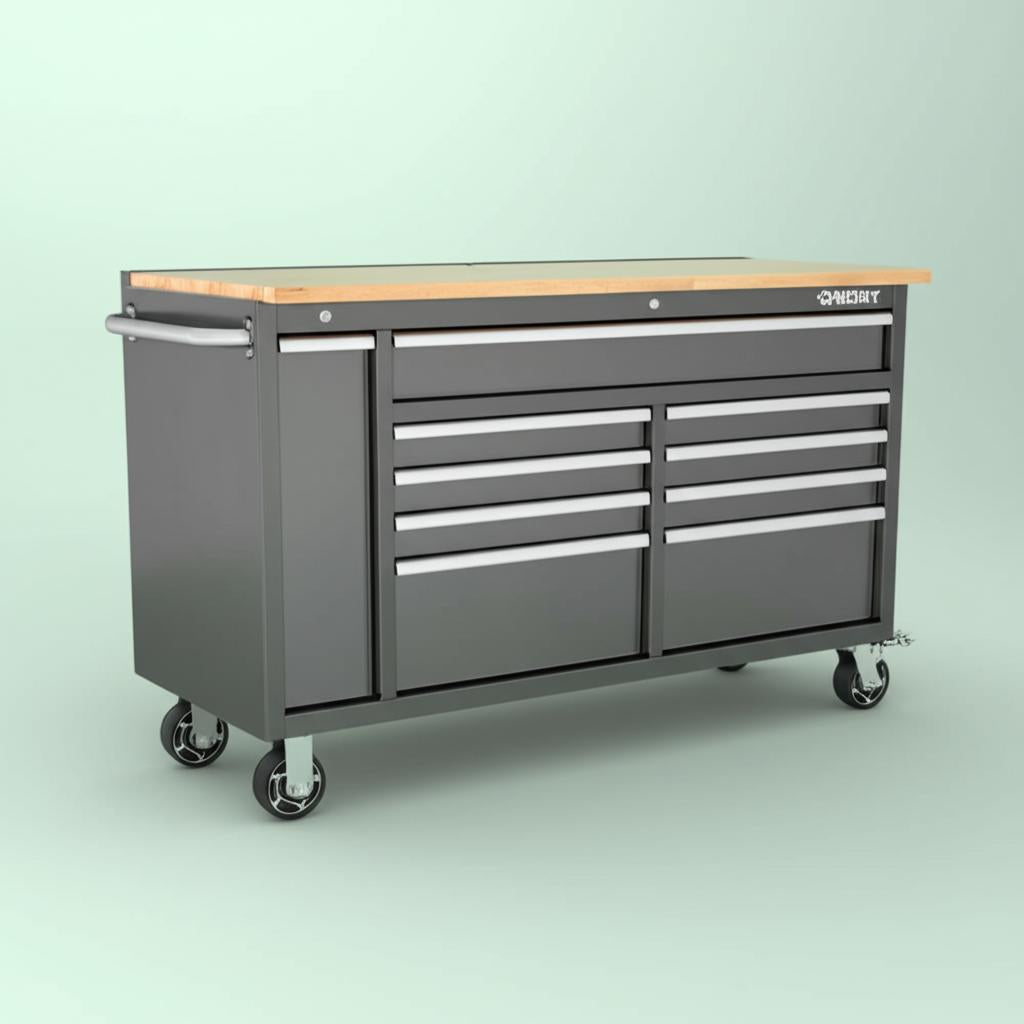 Husky 61 in. W x 24 in. D 10-Drawer Mobile Workbench Tool Chest with S ...