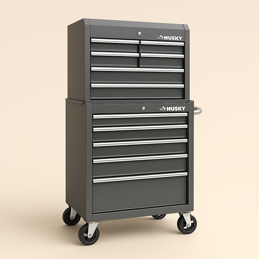 Husky 27 in. 11-Drawer Tool Chest and Cabinet Combo - Glossy Gray ...