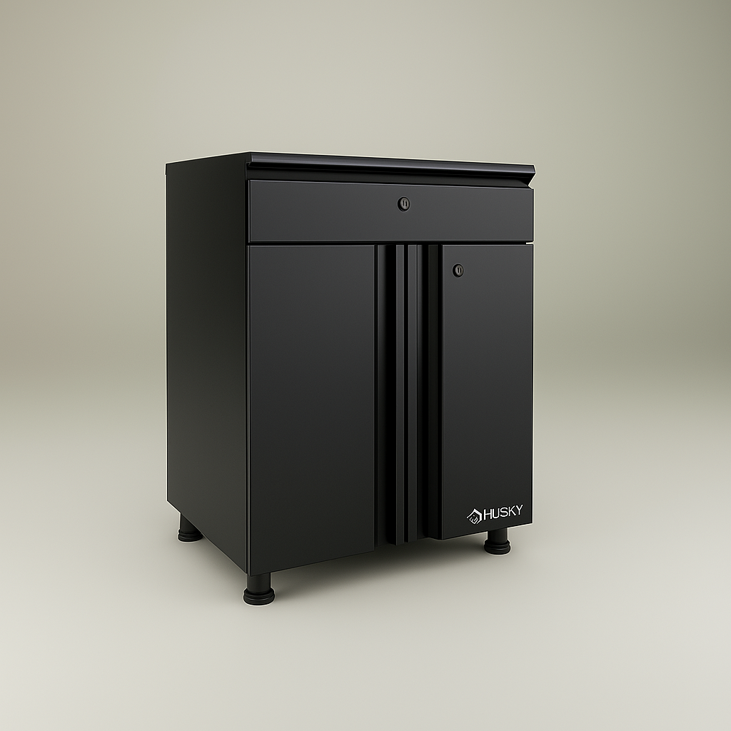 Husky 24-Gauge Steel 1-Drawer 2-Door Garage Base Cabinet, Matte Black ...