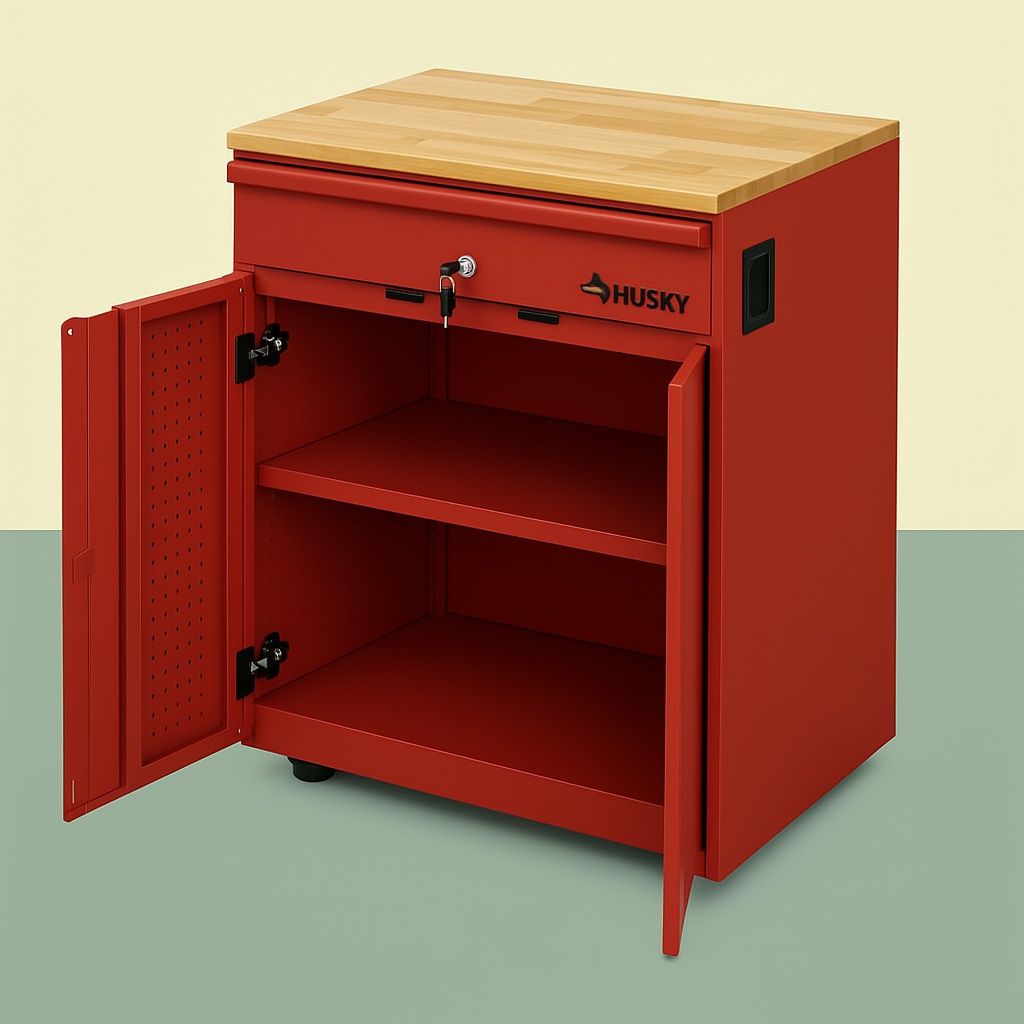 Husky Heavy Duty Welded 20-Gauge Steel 1-Drawer 2-Door Garage Base Cab ...