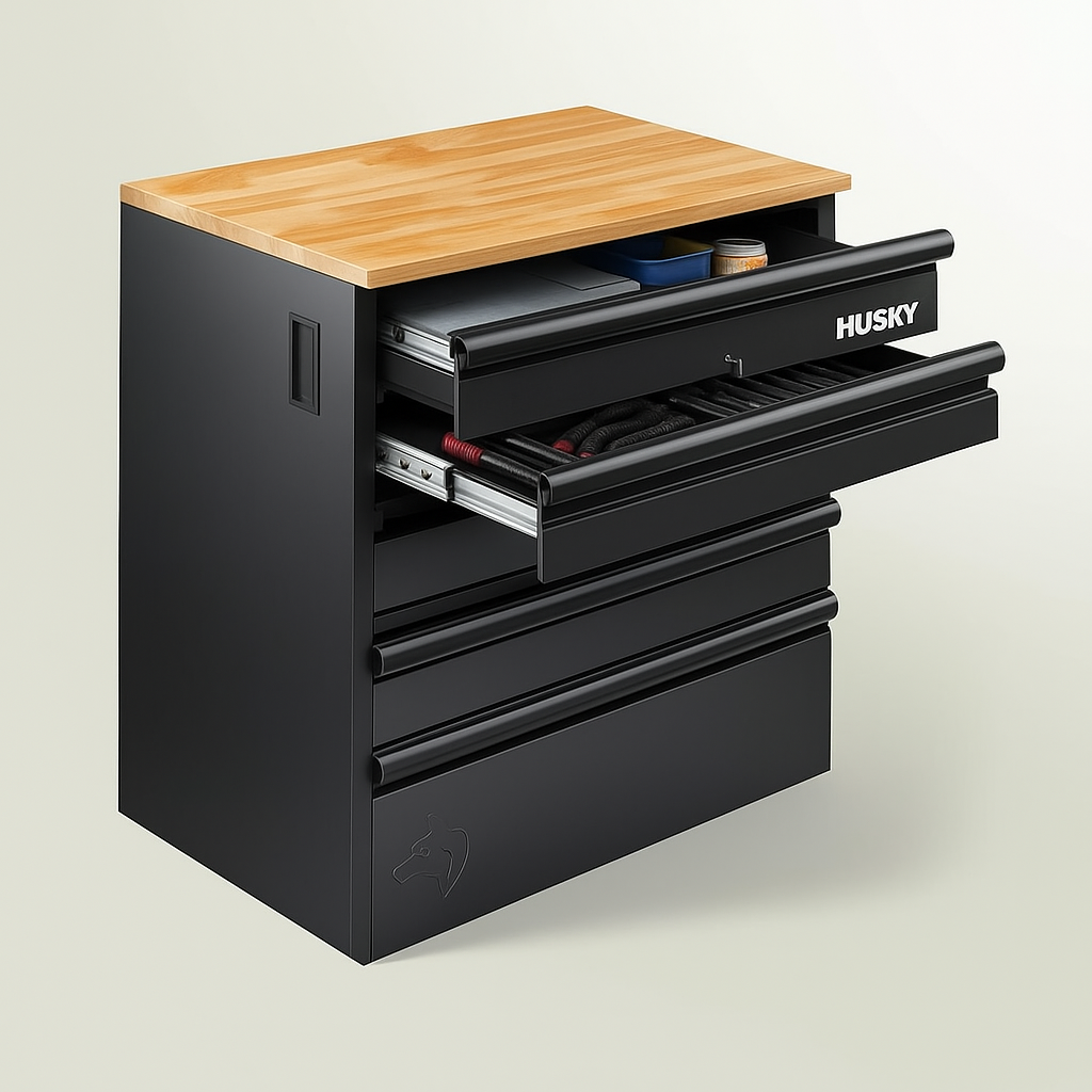 Husky Extra Wide Heavy Duty Welded Steel 5-Drawer Garage Cabinet ...
