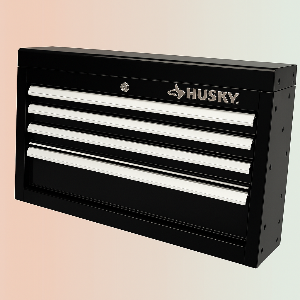 Husky 26 in. W x 12 in. D Standard Duty 4-Drawer Top Tool Chest in Glo ...
