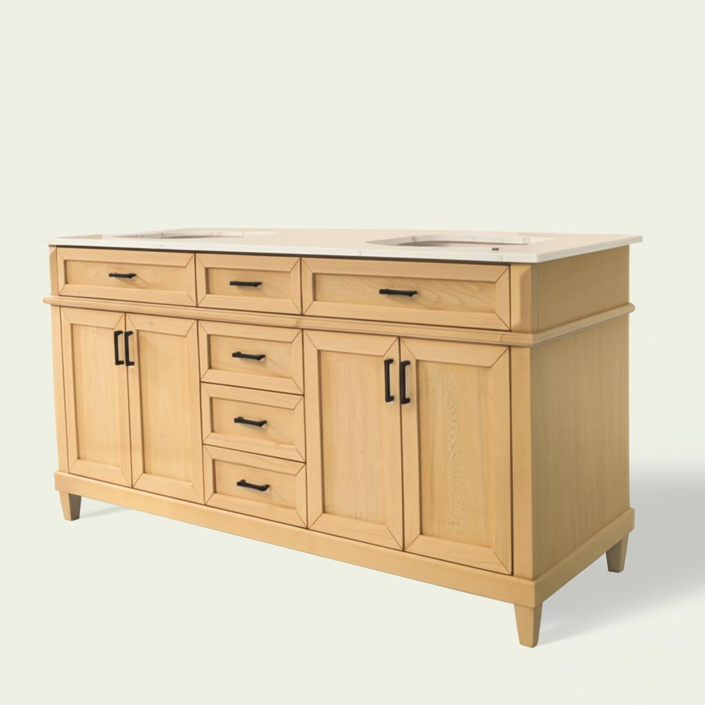 Home Decorators Collection Talmore 72" Double Sink Vanity in Light Oak ...