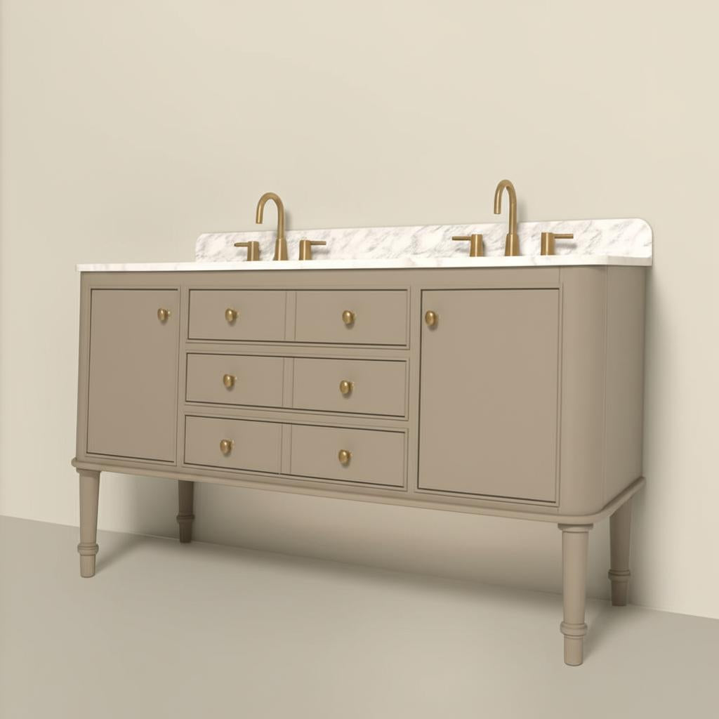 Home Decorators Collection Collette 60" Double Sink Vanity with Carrar ...
