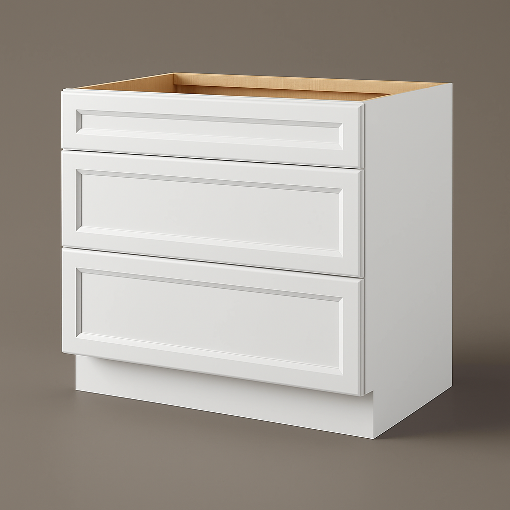 PELHAM & WHITE Keyport Shaker 36" Drawer Base Kitchen Cabinet in White ...