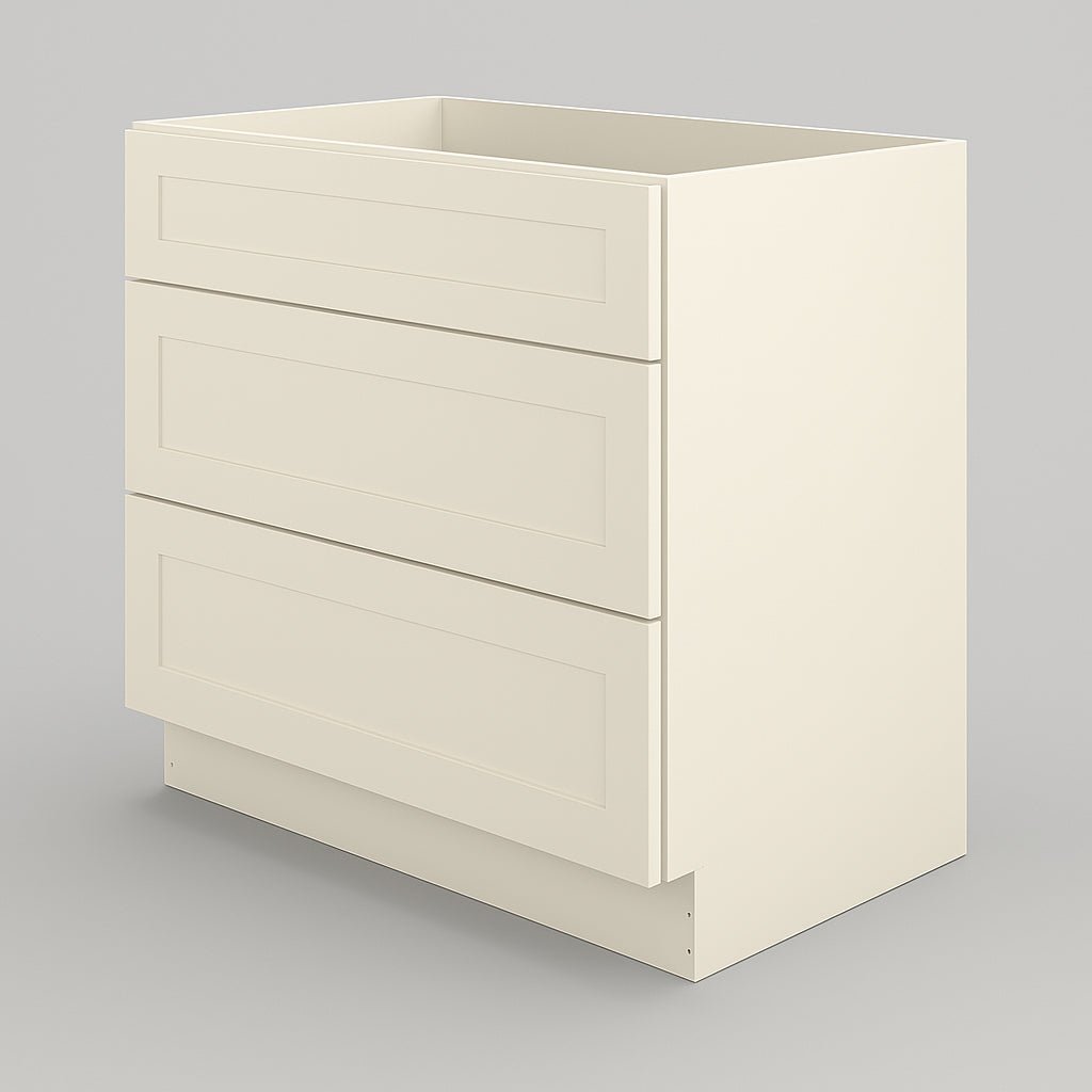 HOMEIBRO Antique White 3-Drawer Kitchen Cabinet - Ready to Assemble ...