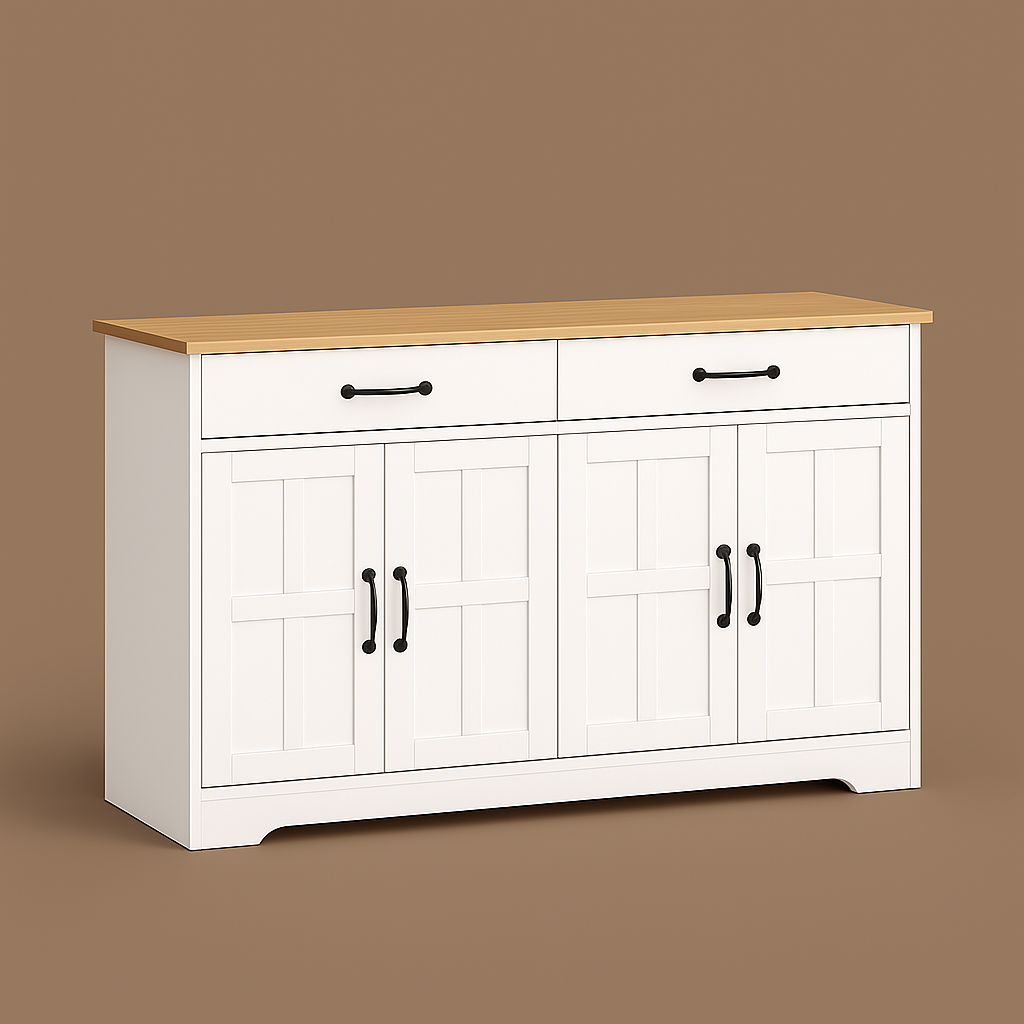 FUNKOL White MDF Kitchen Cabinet with Drawers and Doors – Super Arbor