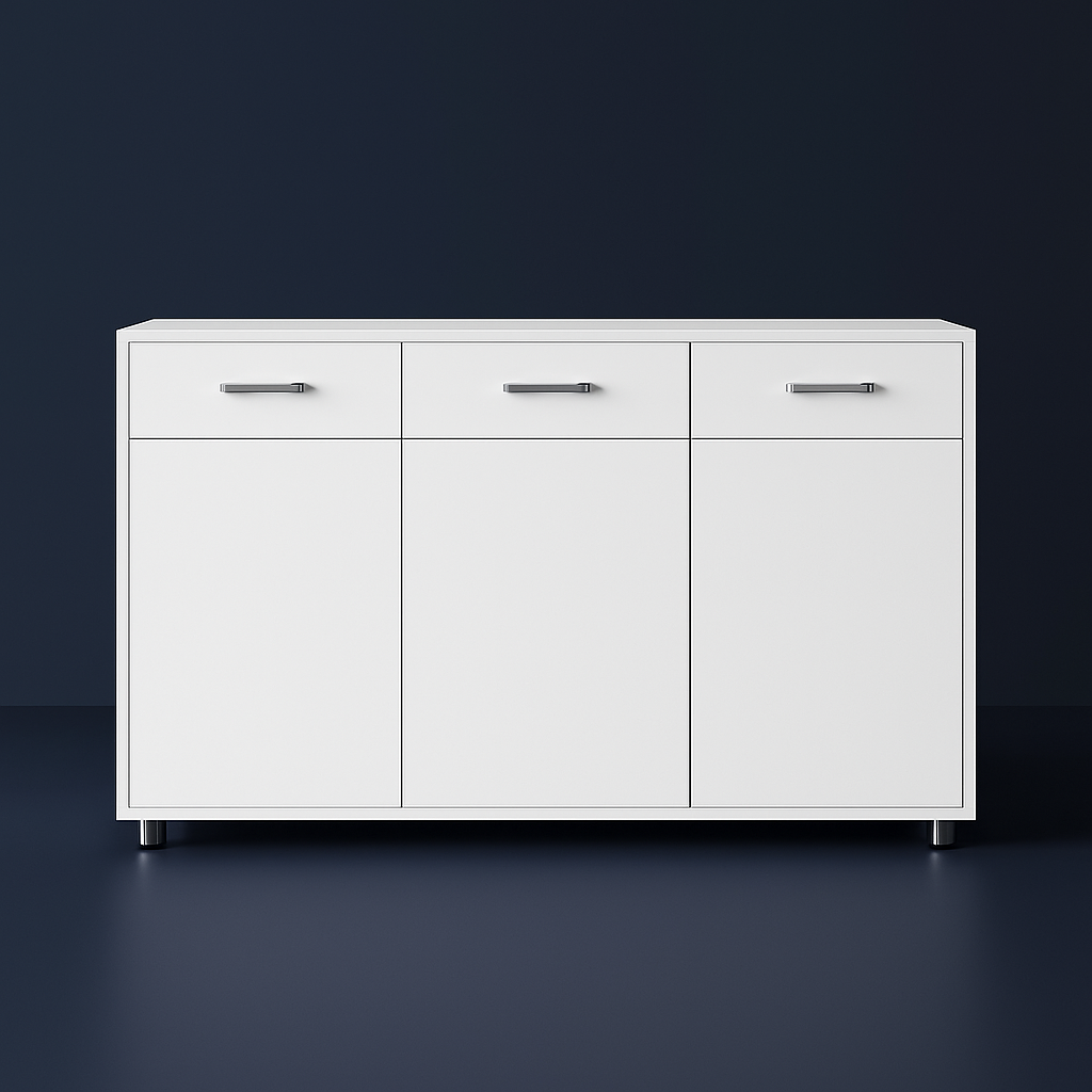 FUNKOL White MDF Kitchen Cabinet with 3 Drawers and 3 Doors – Super Arbor