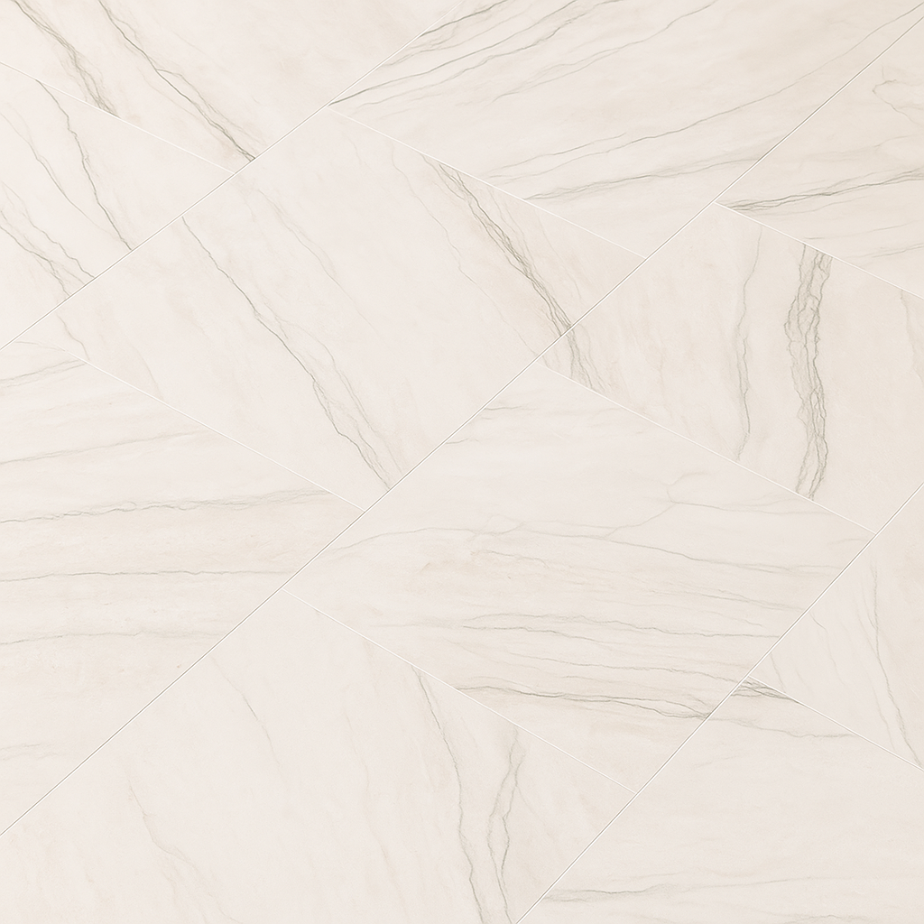 Montalcino Aspen Falls Porcelain Tile - 24 x 24, Matte Finish, White ...