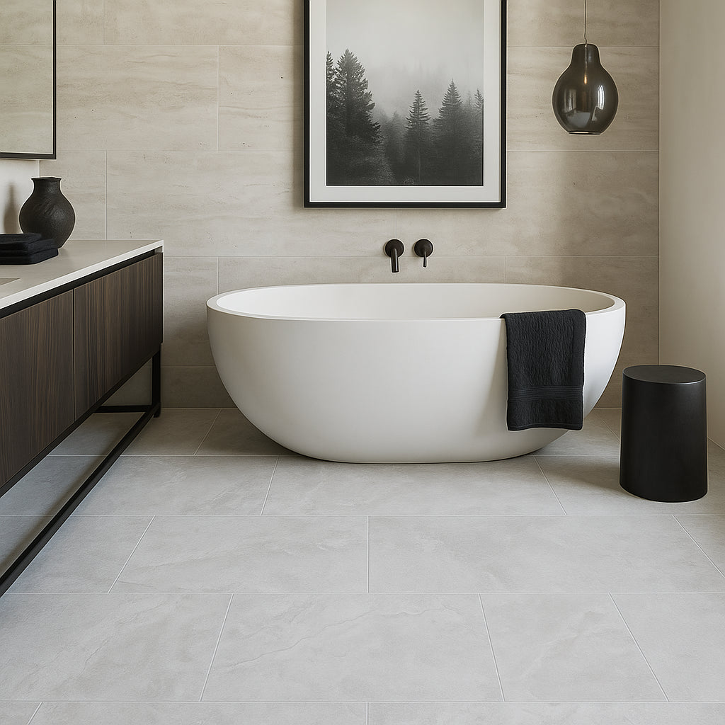 Castille Pietra Blanco Porcelain Paver - 24 x 36 White Matte Tile ...