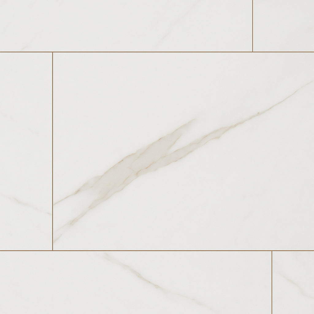 Pianetto Sienna Bianca Porcelain Tile - 24 x 48 Polished Marble Look ...