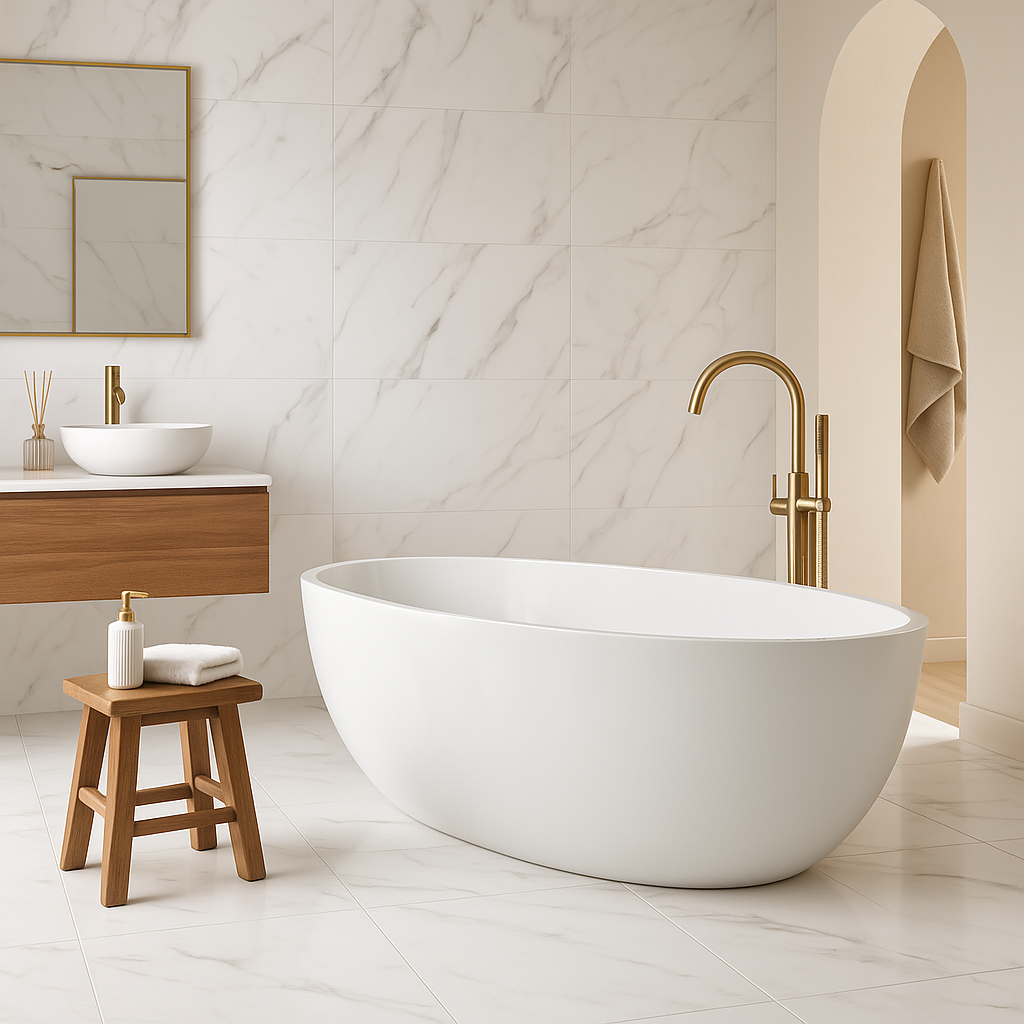 San Giorgio Andover White Polished Porcelain Tile 24 x 48 – Super Arbor