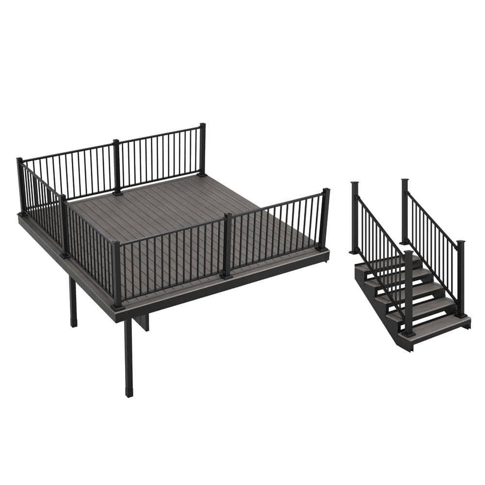 FORTRESS Apex Attached 12 ft x 12 ft Alaskan Driftwood PVC Deck Kit an ...