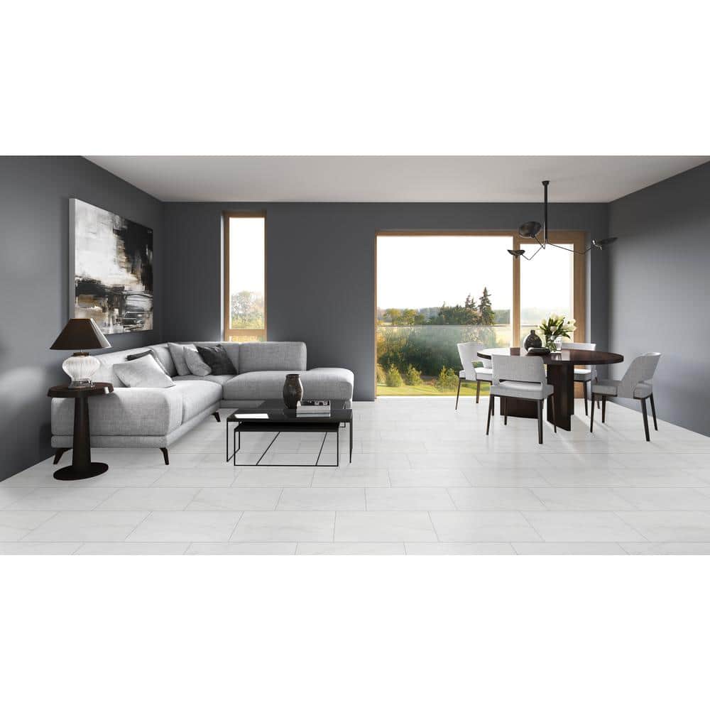 MSI Alexandra White 12 in. x 24 in. Matte Porcelain Marble Look Floor ...