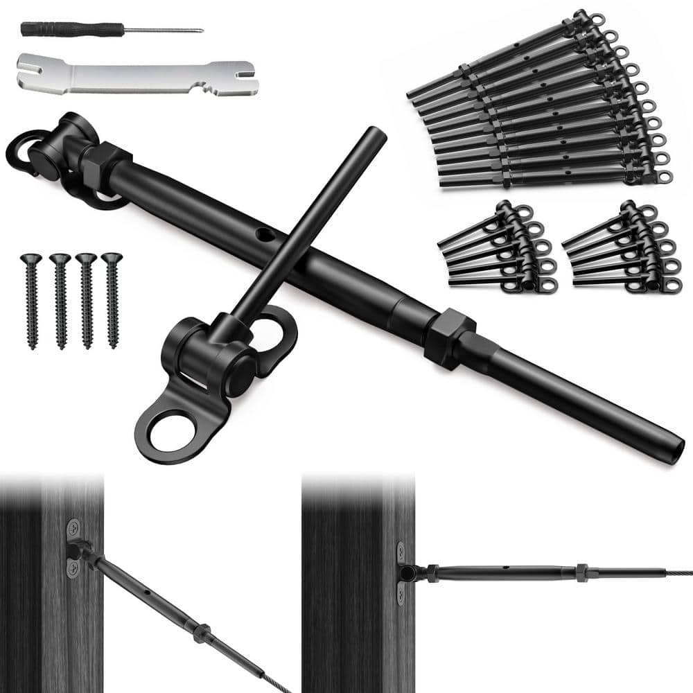 Angel Sar 1/8 in. Black Cable Railing Hardware, T316 Stainless Steel A ...