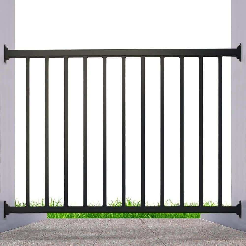 Angel Sar 48 in. H x 36 in. W Black Iron Stair Railing Kit, for Deck ...