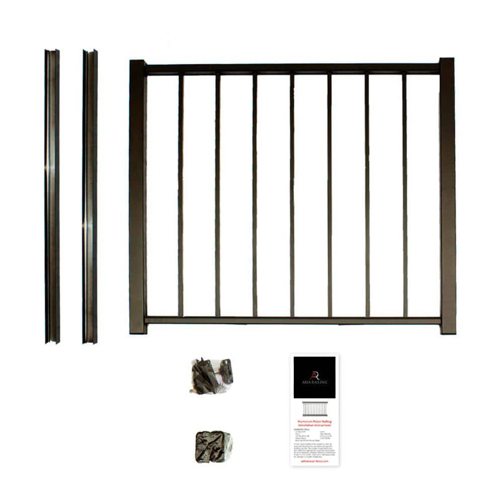 Aria Railing 40 in. x 36 in. Bronze Powder Coated Aluminum Preassemble ...