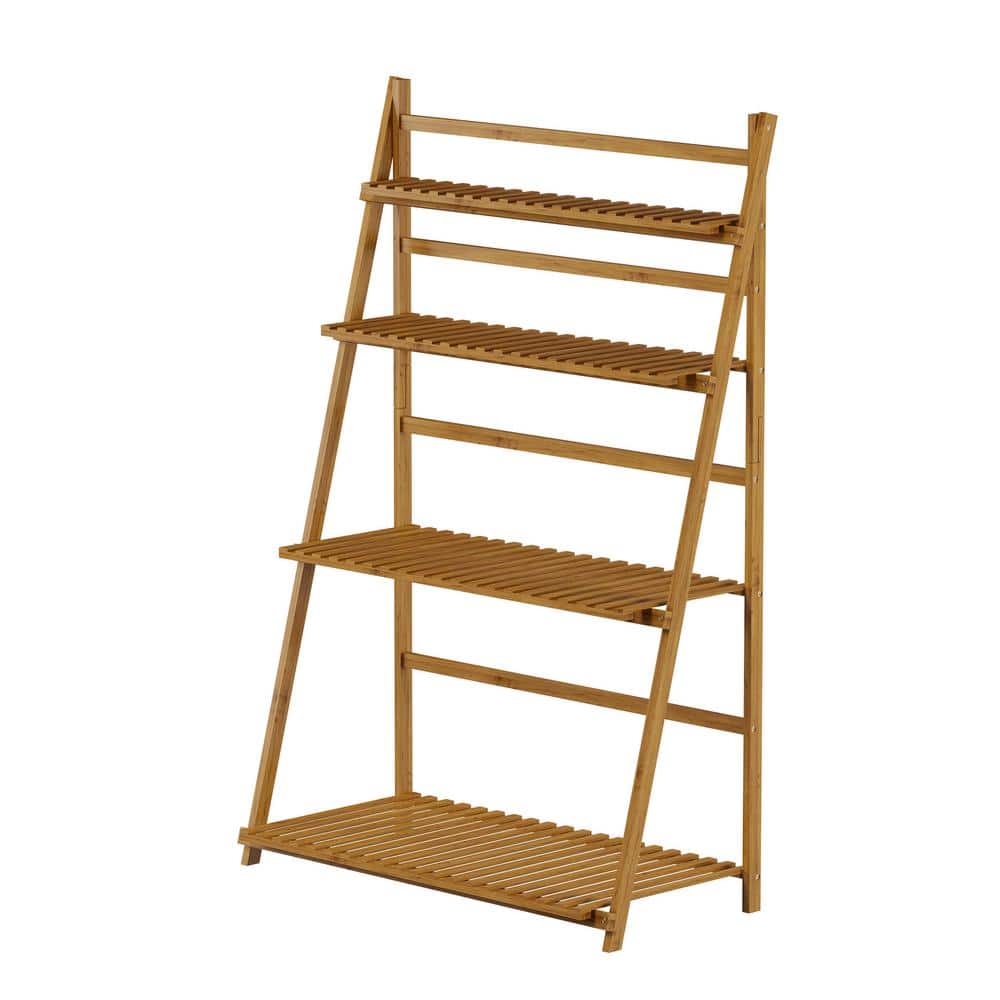 Pure Garden Bamboo 4-Tier Bamboo Shelving Unit (17 in. W x 48 in. H x ...