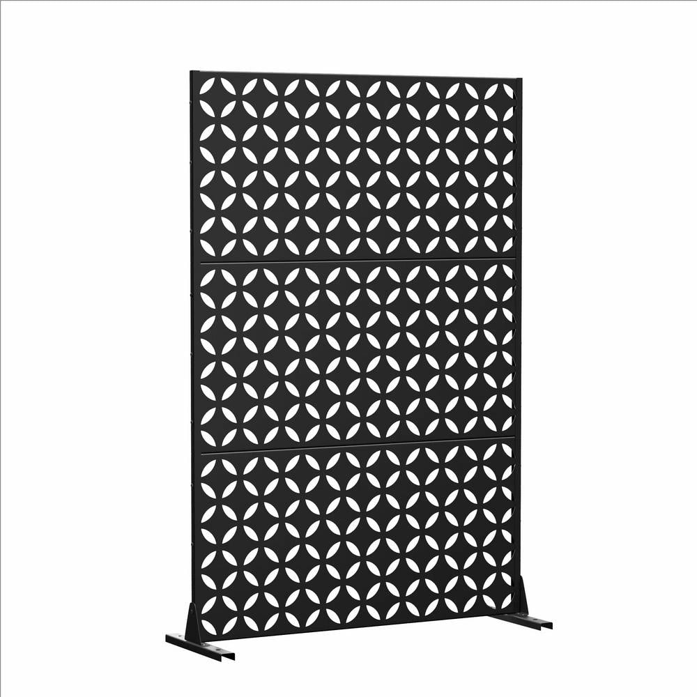 Cadeninc Metal Flat Framed Privacy Screen Fence Panel in Mountain-Shap ...